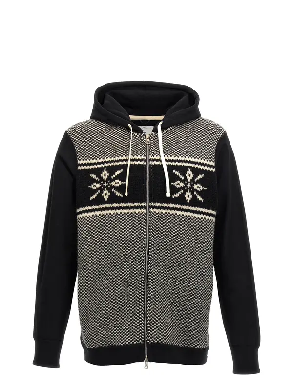 Junya Watanabe Jacquard Insert Hoodie - White/black