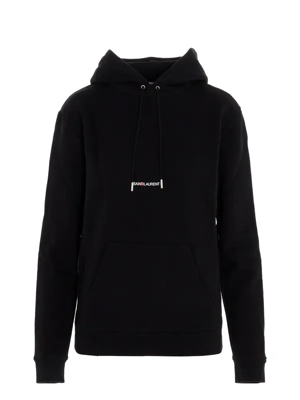 Saint Laurent Logo Print Hoodie - Black