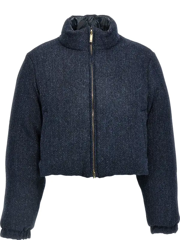 Thom Browne Herringbone Harris Tweed Reversible Down Jacket - Blue