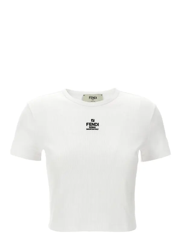 Fendi Cropped T Shirt - White