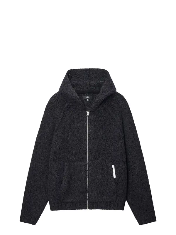 StÜssy Chunky Knit Zip-up Hoodie - Black
