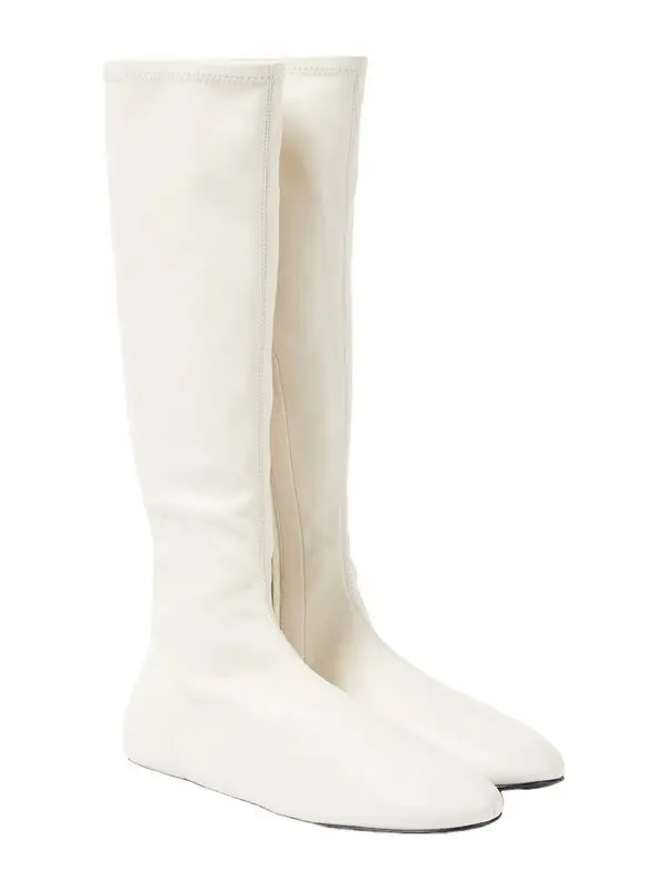 Co Knee-high Leather Boots With Side Zip - White