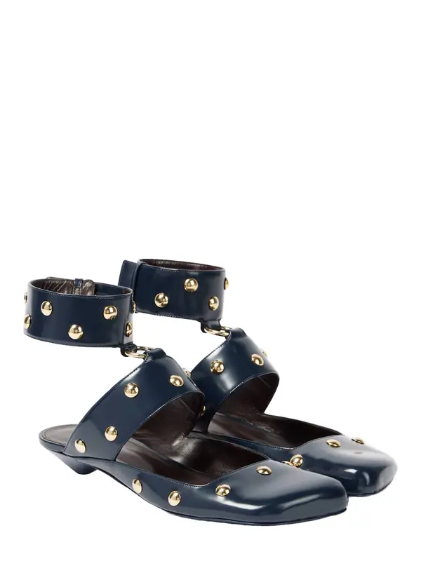 Chloé Jade Studded Leather Sandals - Blue
