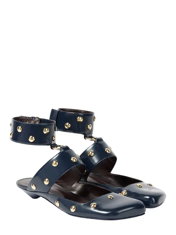 Chloé Studded Leather Ankle Strap Sandals - Blue