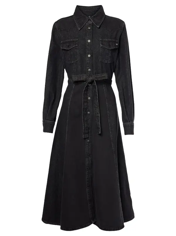 Ag Marseille Denim Shirt Dress - Black