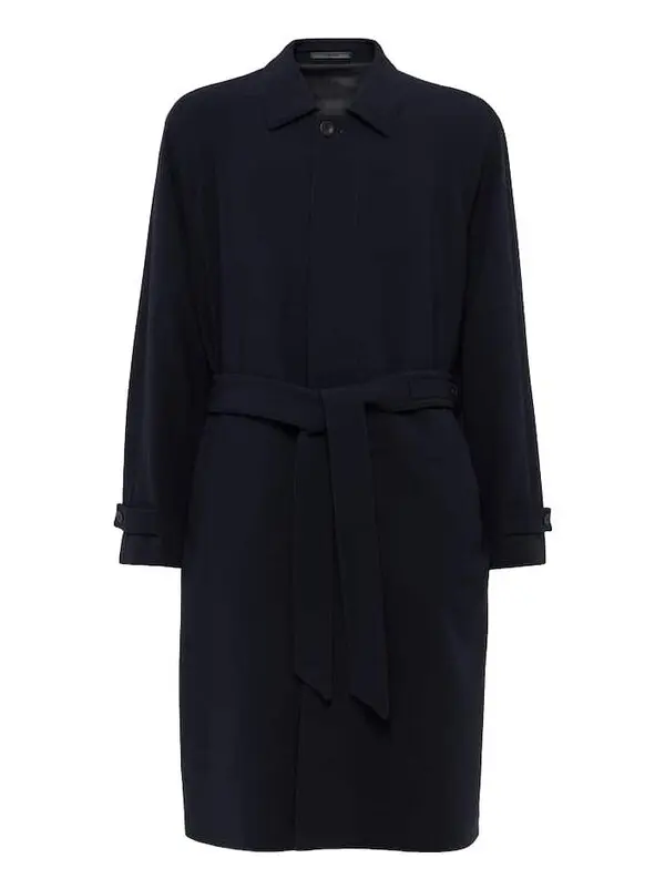 Giorgio Armani Wool-blend Belted Coat - Blue
