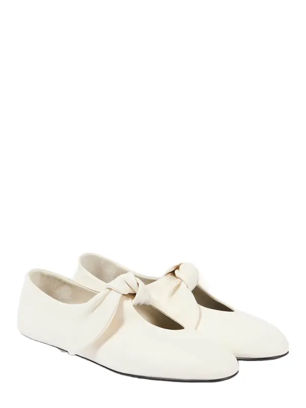 Co Bow-detail Leather Flats - White