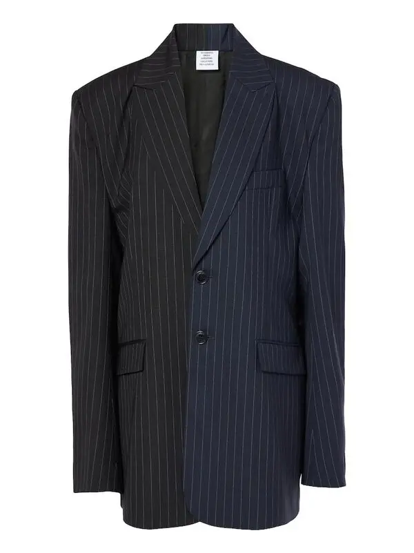 Vetements Pinstripe Wool Blazer - Blue