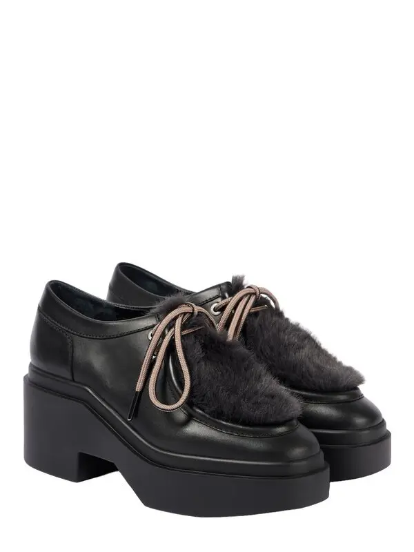 Clergerie Leather Platform Flats - Black