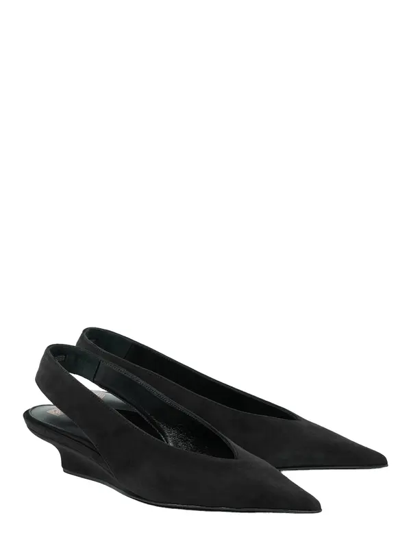 TOTEME Suede Slingback Wedges - Black