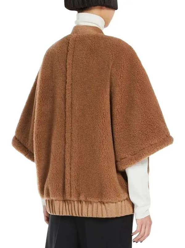 Max Mara Briose Wool Blend Wrap Poncho - Camel