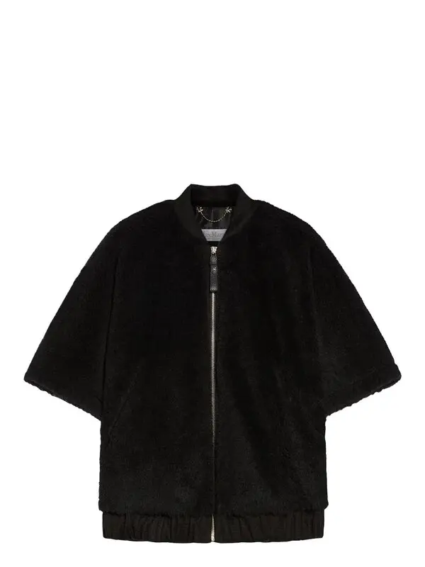 Max Mara Briose Wool Blend Wrap Poncho - Black