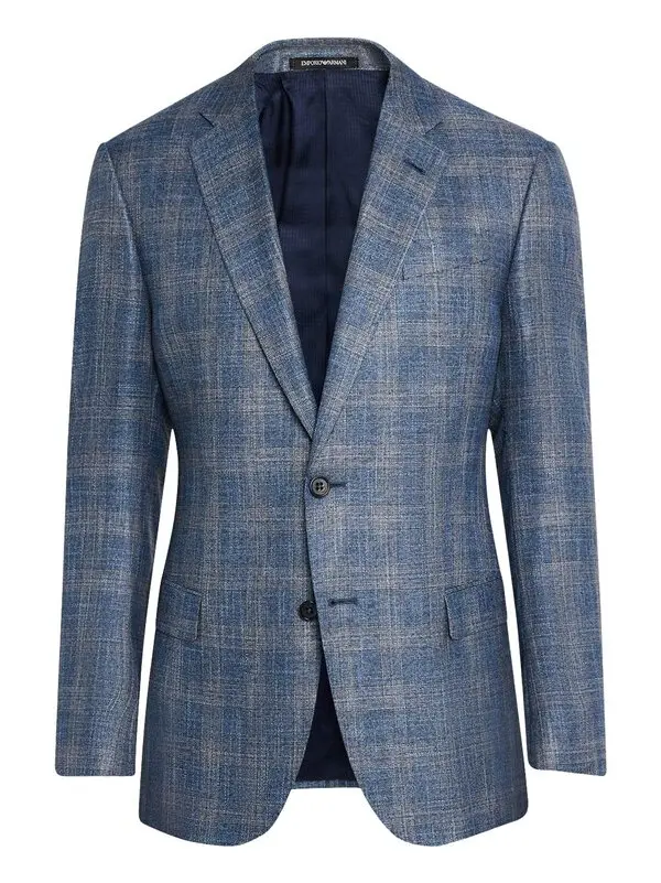 Emporio Armani Brushed Plaid Sport Coat - Blue