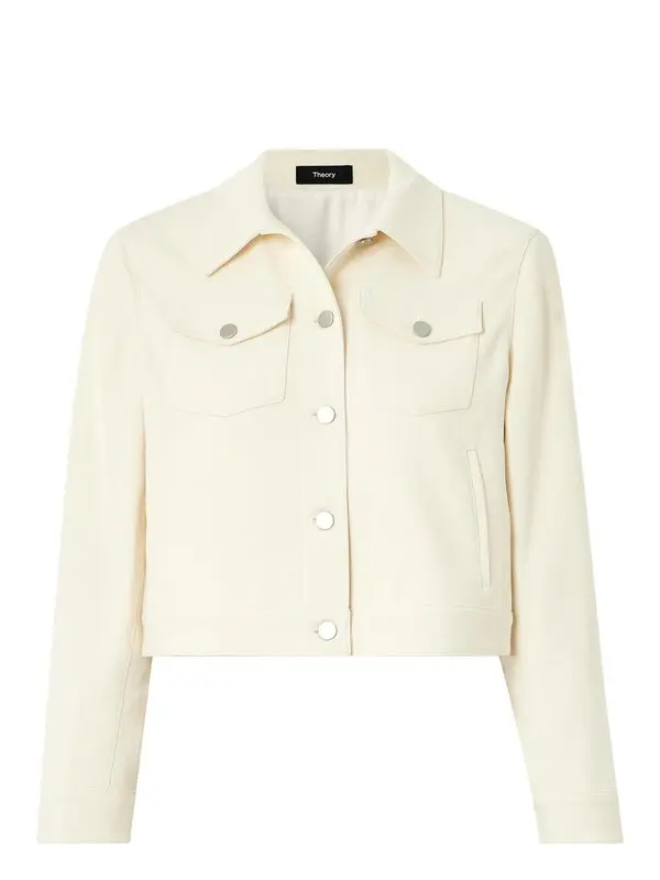 Theory Shrunken Trucker Cropped Jacket - Neutrals