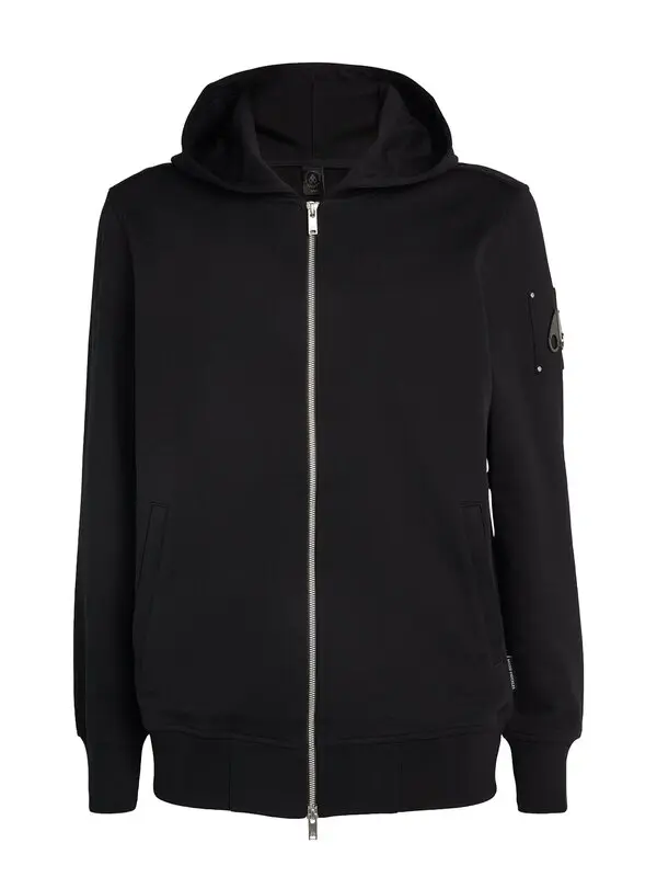 Moose Knuckles Logo Zip-up Hoodie - Black