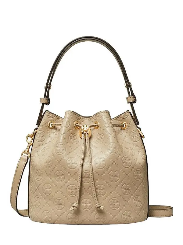 Tory Burch T Monogram Leather Bucket Bag - Fresh Clay