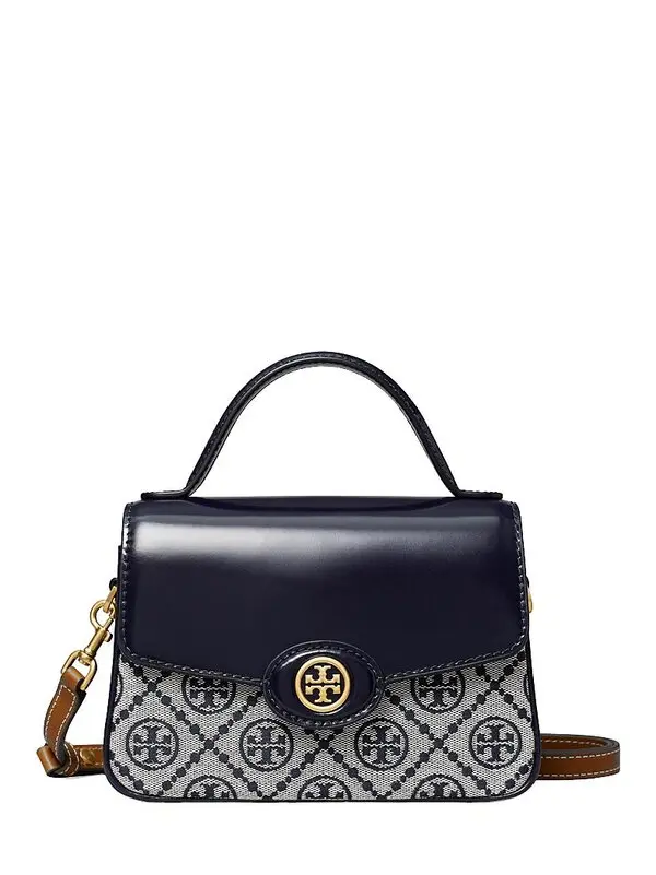 Tory Burch Robinson T Monogram Small Top Handle Bag - Tory Navy/gold