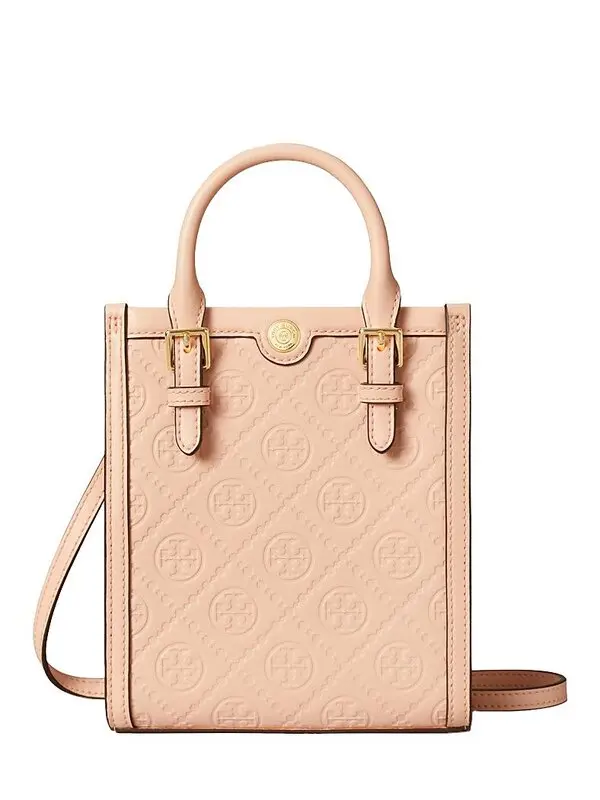 Tory Burch T Monogram Leather Mini N/s Tote - Blush