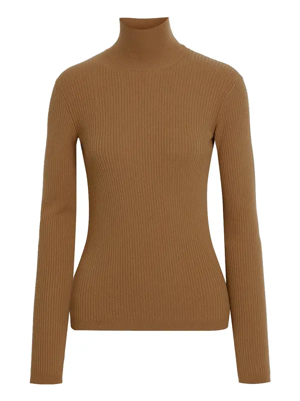 Another Tomorrow Ribbed Wool-blend Turtleneck Sweater - Camel