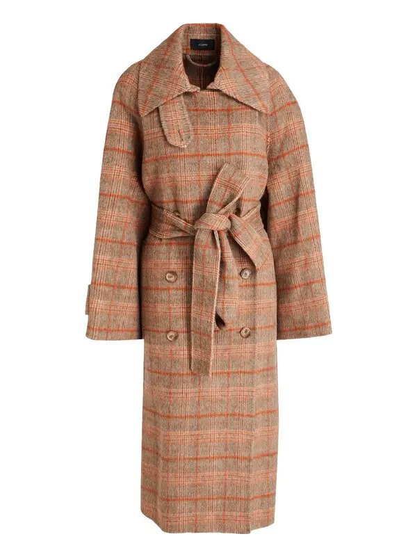 JOSEPH Checked Wool-blend Felt Coat - Light Brown
