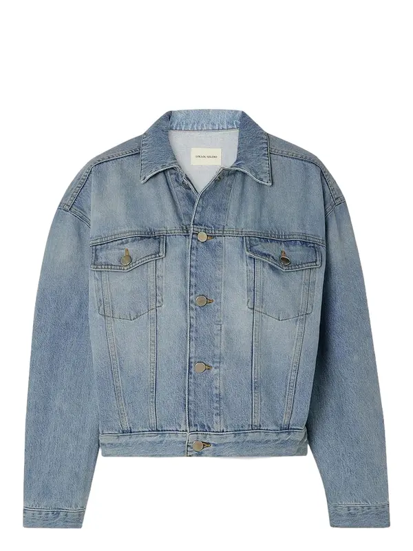 LOULOU STUDIO Denim Trucker Jacket - Mid Denim