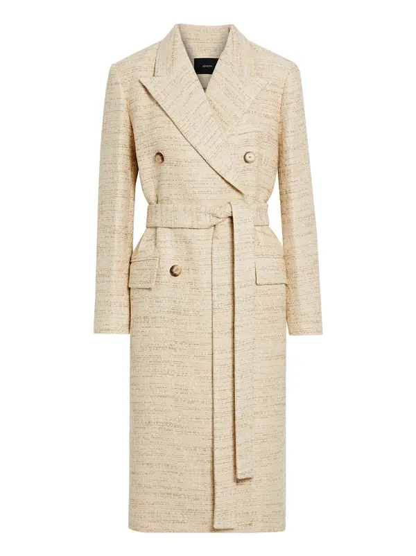 JOSEPH Cornwall Double-breasted Cotton-blend Tweed Coat - Beige