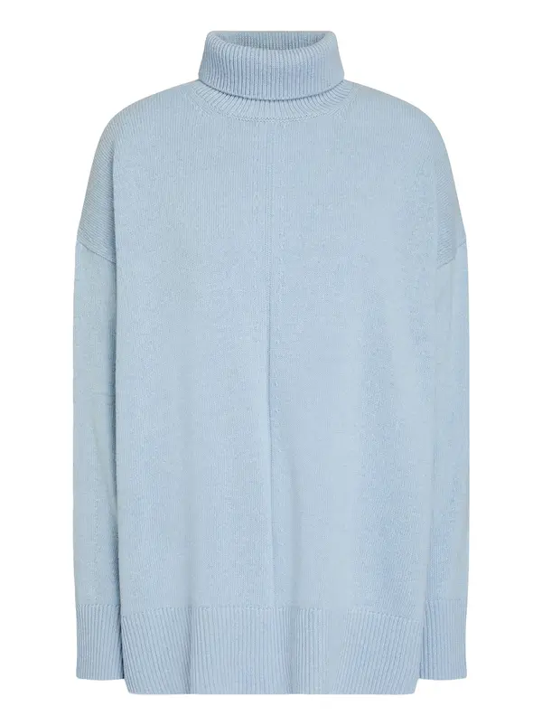 Another Tomorrow Cashmere And Wool-blend Turtleneck Sweater - Light Blue