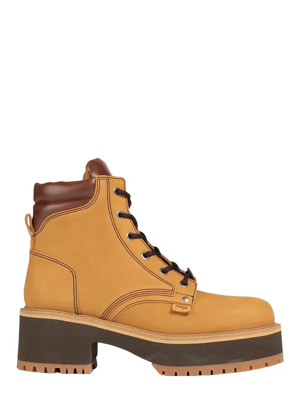 Maje Nubuck Combat Boots - Camel
