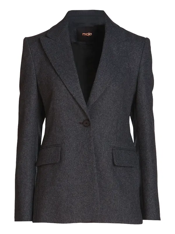 Maje Wool-blend Blazer - Anthracite