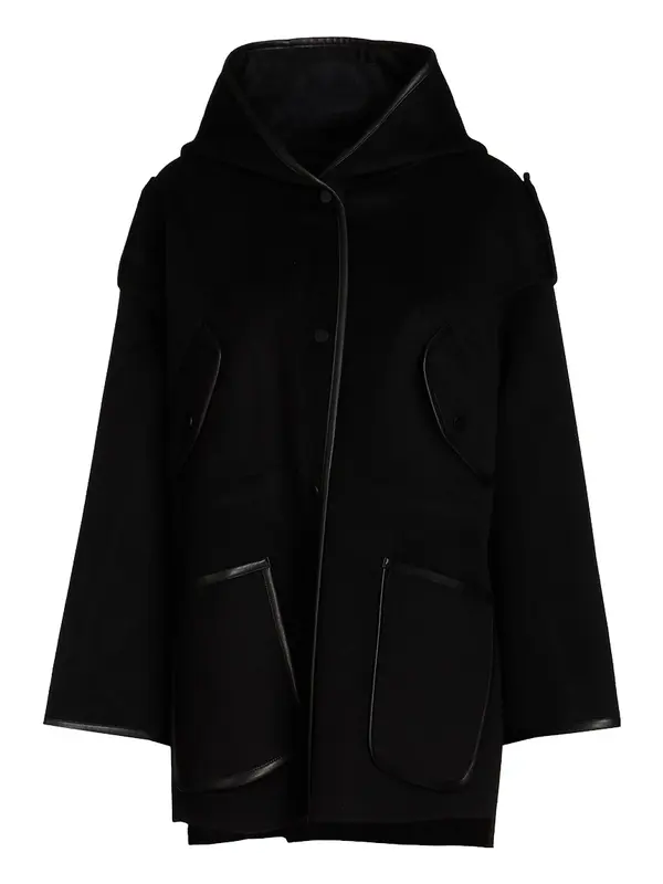 Maje Wool-blend Felt Hooded Jacket - Black
