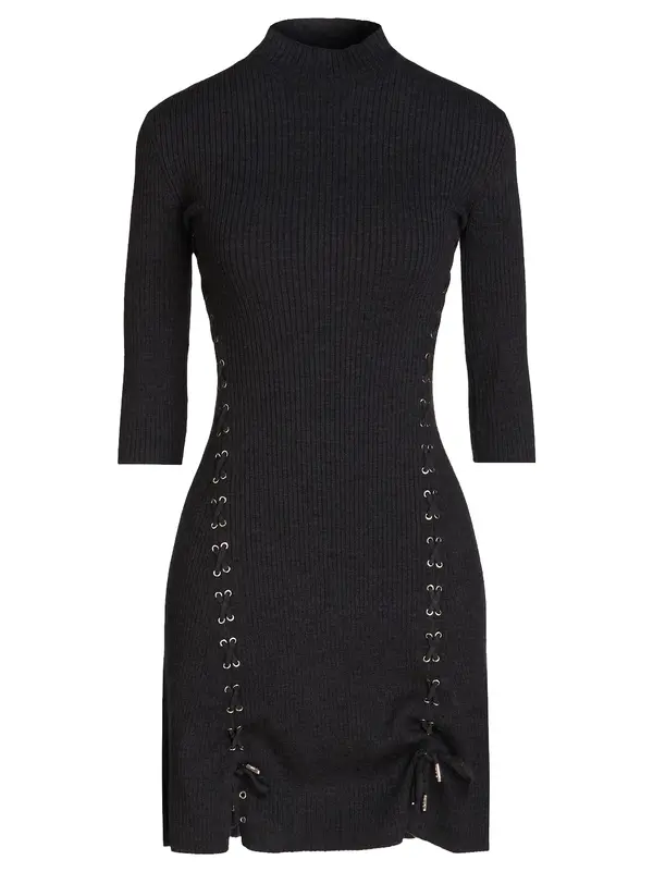 Maje Ribbed-knit Mini Dress - Charcoal