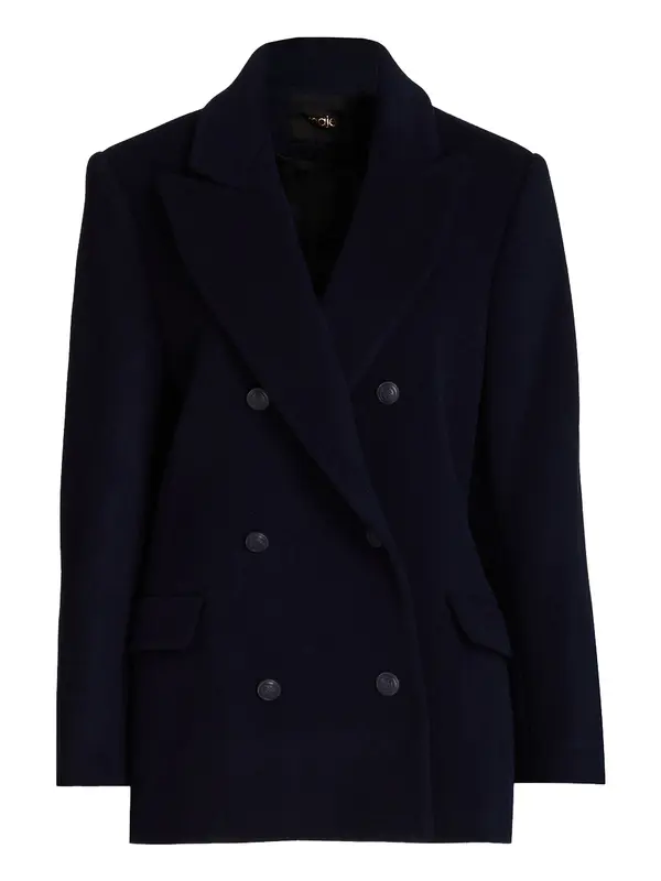 Maje Double-breasted Wool-blend Coat - Navy