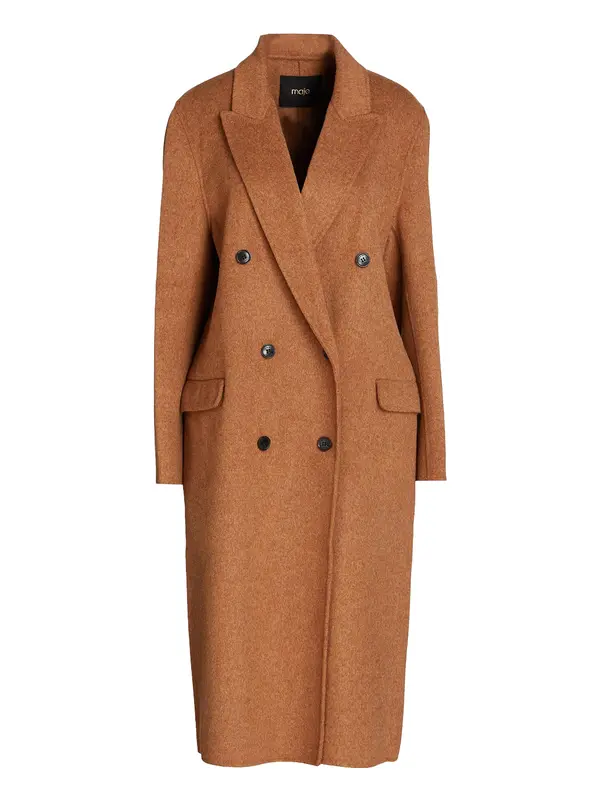 Maje Double-breasted Wool-blend Coat - Light Brown