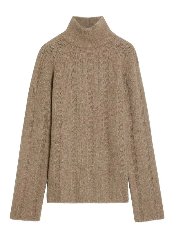 Loulou De Saison Donna Ribbed Cashmere-blend Turtleneck Sweater - Light Brown