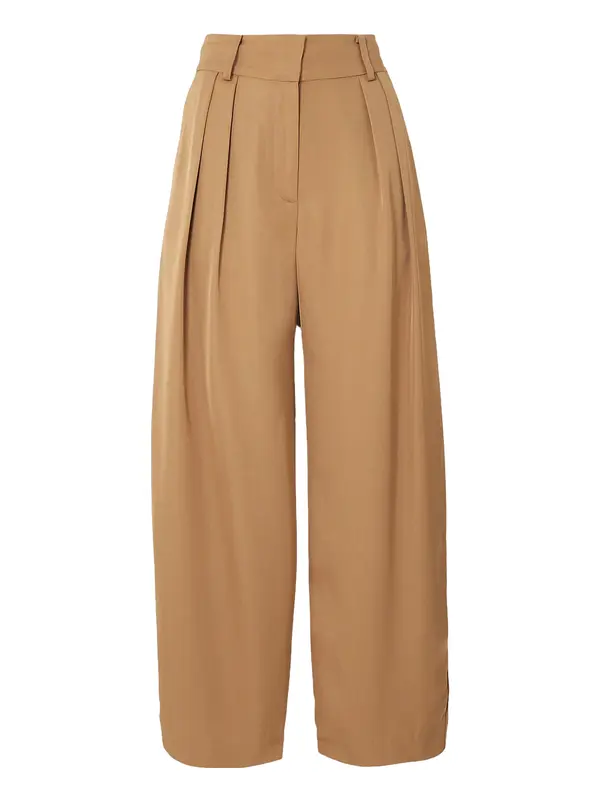 BY MALENE BIRGER Pascali Pleated Satin Pants - Camel