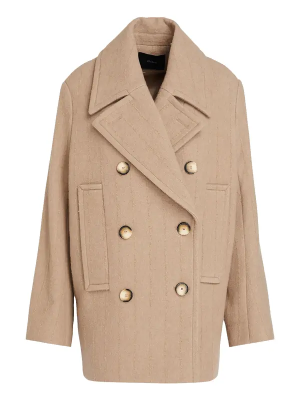 JOSEPH Double-breasted Wool-blend Coat - Mushroom
