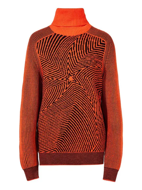 Perfect Moment Star Merino Wool Turtleneck Sweater - Orange