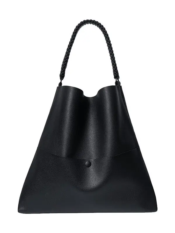 Callista Slim Grained Leather Tote - Black