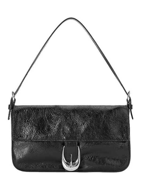 Staud Harlow Leather Shoulder Bag - Black Leather