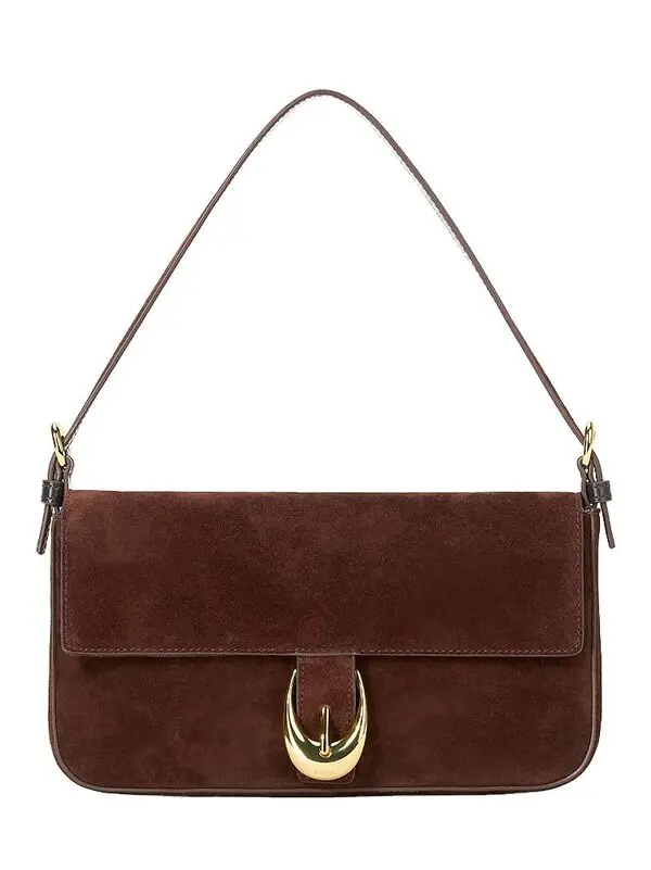 Staud Harlow Suede Shoulder Bag - Mahogany Suede