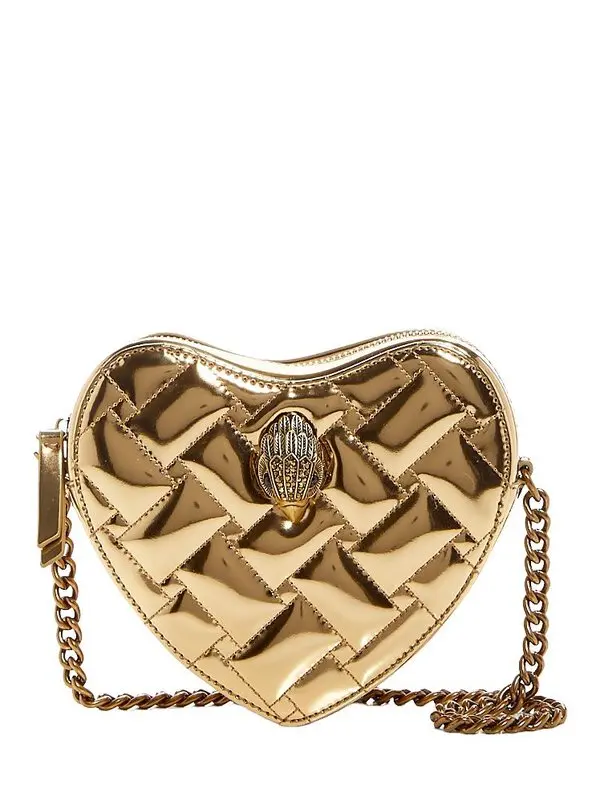 Kurt Geiger Kensington Heart Leather Crossbody Bag - Gold