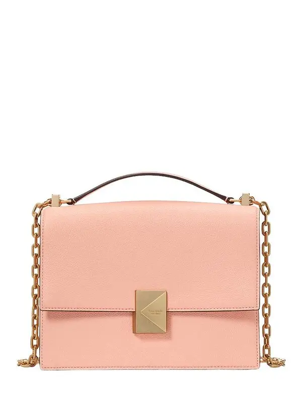 Kate Spade New York Deco Pebbled Leather Small Chain Shoulder Bag - Apricot Cream
