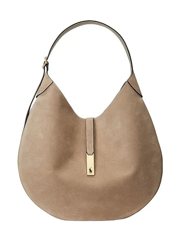 Polo Ralph Lauren Polo Id Large Suede Shoulder Bag - Clay
