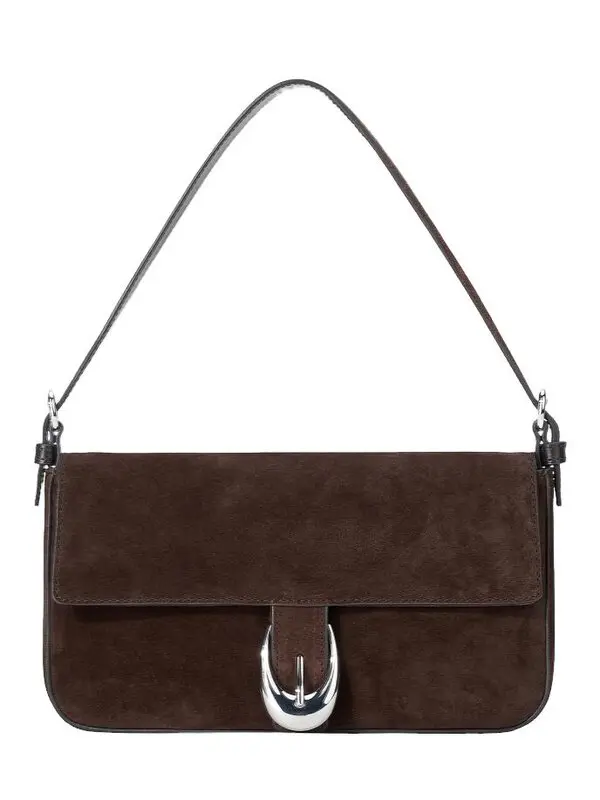Staud Harlow Suede Shoulder Bag - Espresso