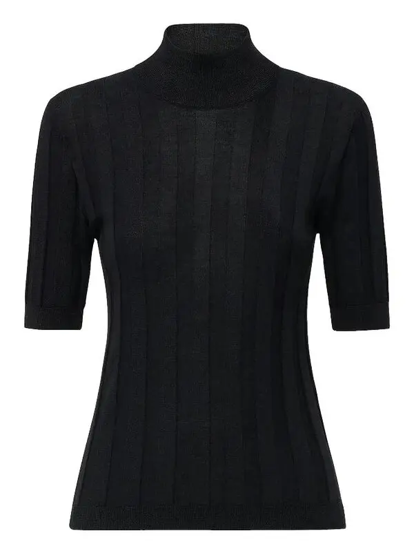 CALLAS MILANO Jordyn Short Sleeve Mock Neck Sweater - Black