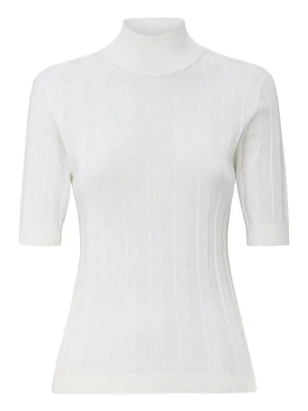 CALLAS MILANO Jordyn Short Sleeve Mock Neck Sweater - White