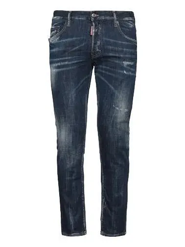 Dsquared2 Denim Jeans With Leather Trims - Blue