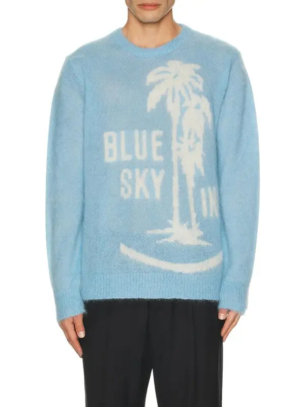 BLUE SKY INN Mohair Palms Sweater - Arctic Blue