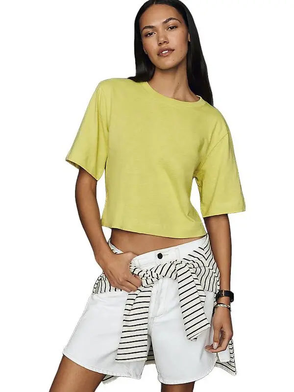 Maeve Corey Cotton Boxy Tee - Chartreuse