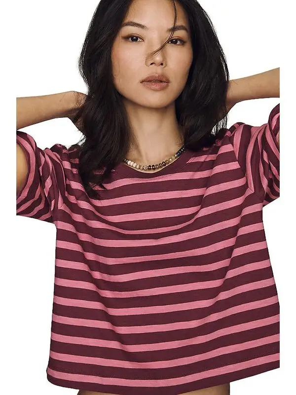 Maeve Corey Cotton Boxy Tee - Pink Pattern